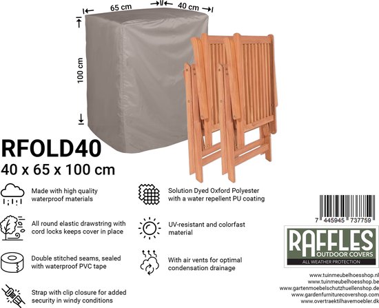 Raffles Covers Tuinstoelhoes - 65 x 40 H: 98 cm - RFOLD40- Waterdicht ...