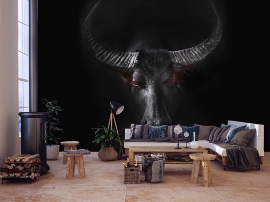 Fotobehang - Vlies Behang - Kop van een Stier - Stierenkop - Longhorn ...