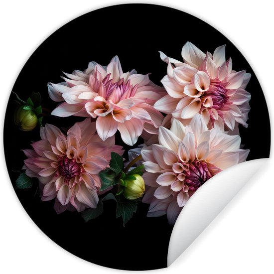 WallCircle - Muurstickers - Behangcirkel - Dahlia - Wit - Bloemen - Roze - Natuur -... | bol