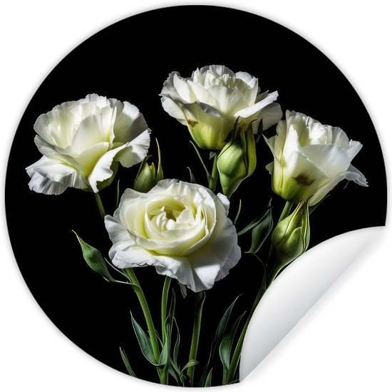 WallCircle - Muurstickers - Behangcirkel - Bloemen - Rozen - Wit - Botanisch - Zwart -... | bol