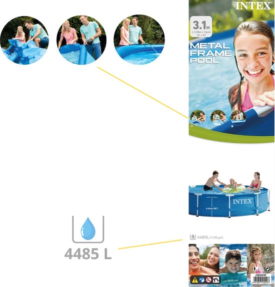 Piscine à ossature Métal Intex - Piscine hors sol - 305 x 76 cm - Avec ...