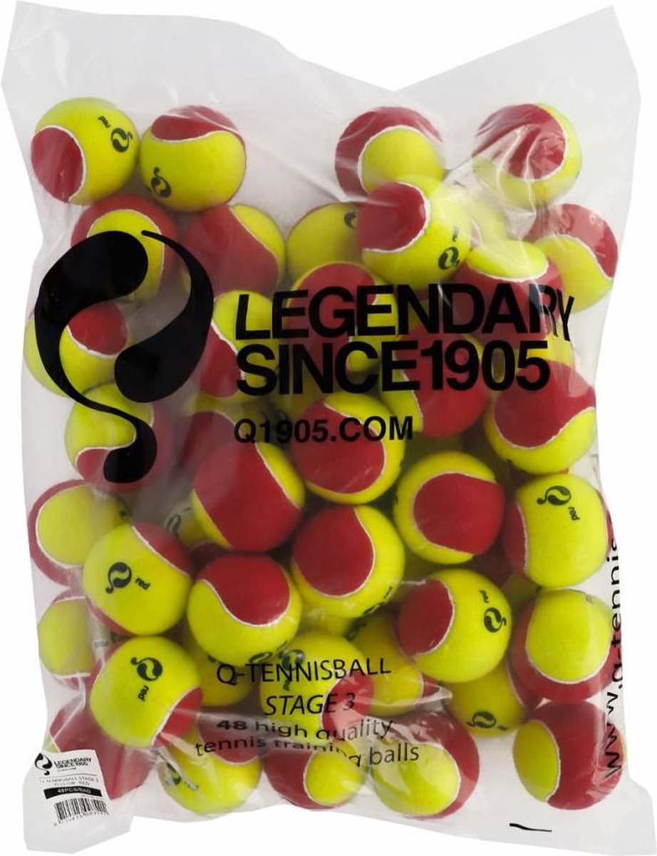 Quick - Q-Tennisbal Stage 3 - 48 stuks/zak geel-rood | bol