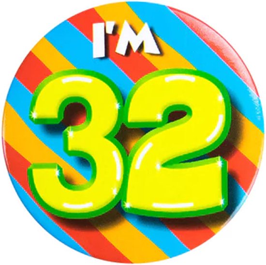 Button 32 Jaar - Button met speld (55mm) - Leeftijd badge - 32 Jaar ...