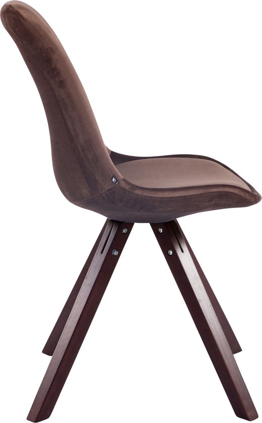 Bezoekersstoel Famke - Eetkamerstoel - Bruin velours - Bruine poten - Set van 1 -... | bol