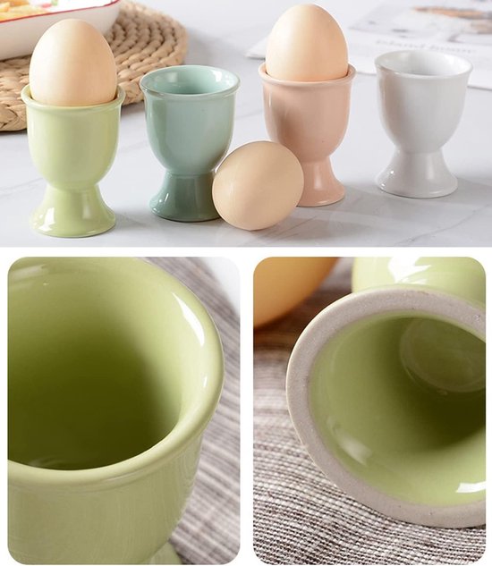 Set van 6 eierdopjes van porselein, eierstandaard voor elke ontbijttafel, eierdopje,... | bol