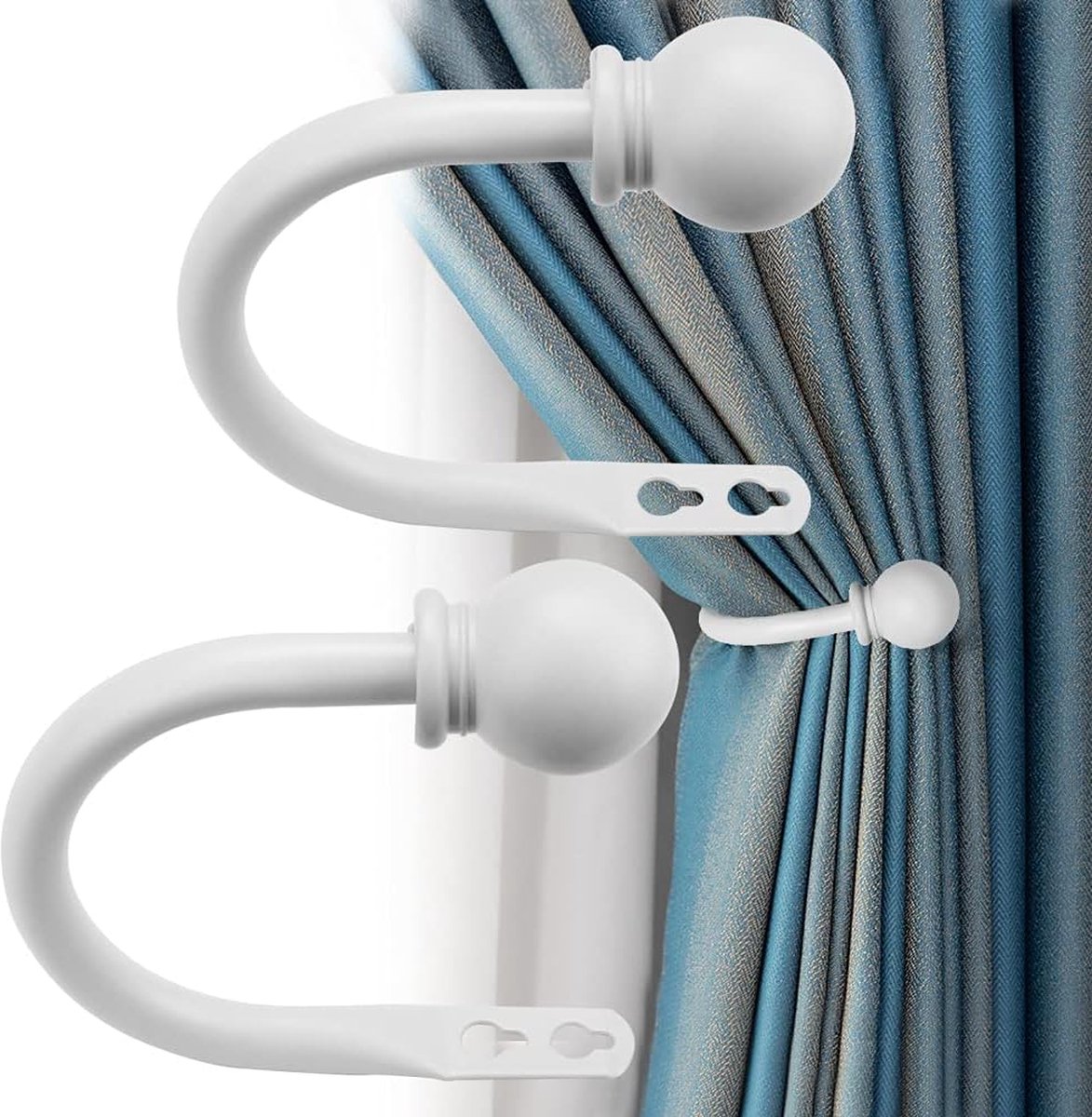 2 pièces de porte-rideaux, blanc, porte-rideaux, retenues, crochets de ...