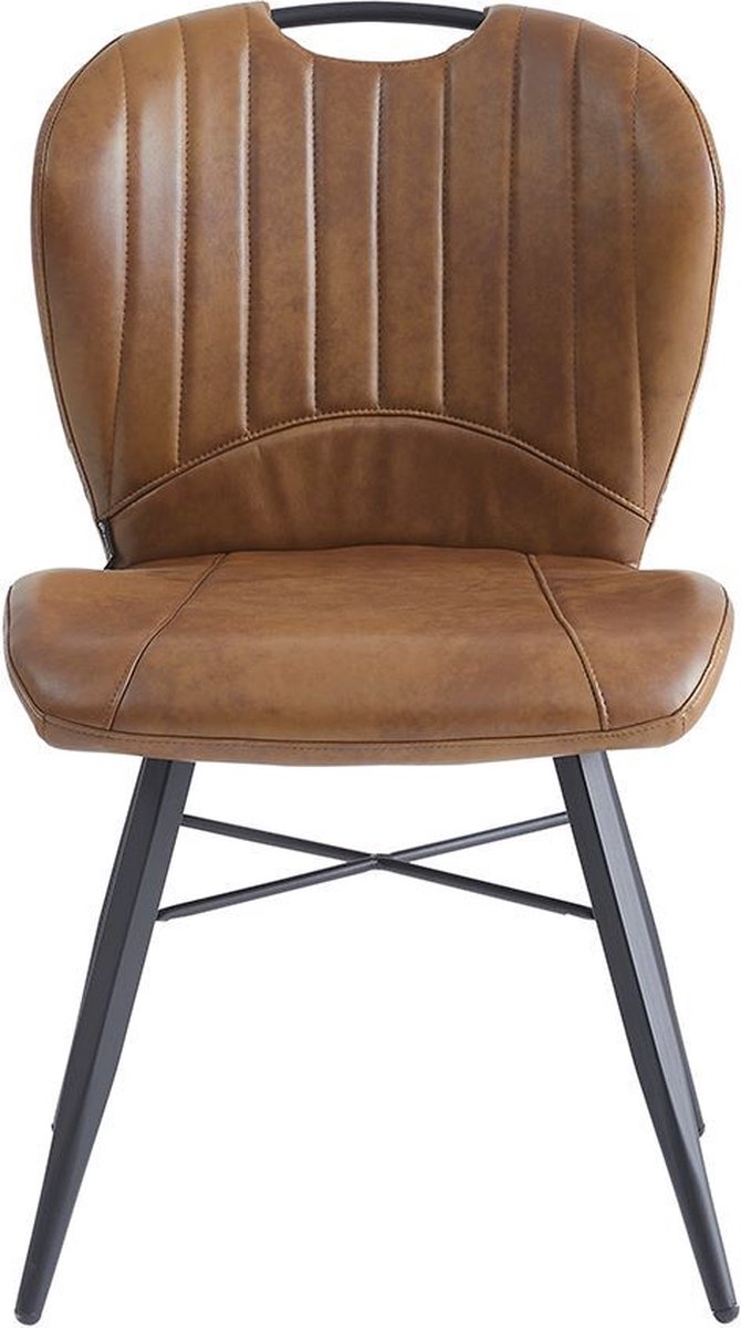 Set van 4 Eetkamer Stoelen - Stoel Roberto - Pu Leer - Cognac | bol