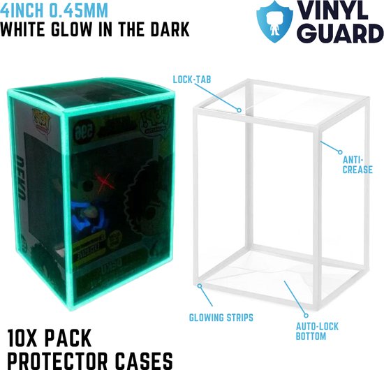 Vinyl Guard 10 Bundle Pack: Protector Cases GLOW IN THE DARK 4'' Inch | bol