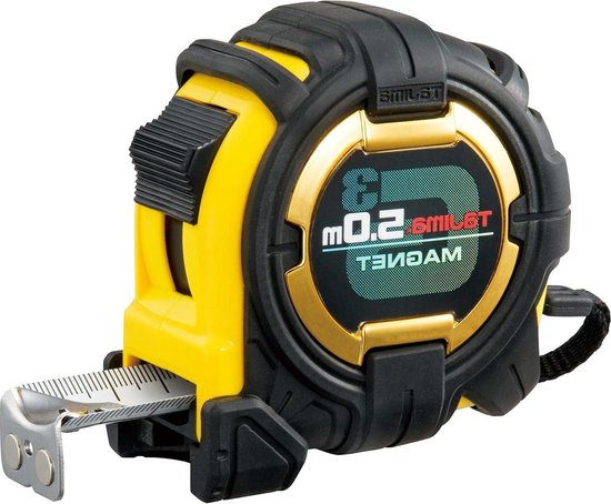 Extra wide steel strap tape measure with nylon coat - magnetic end hook ...