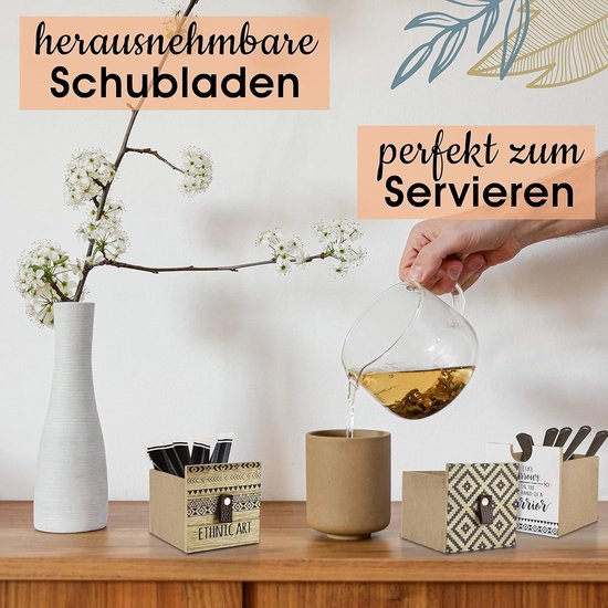 Standing Modern Tea Bags Storage - Wood Tea Box in Boho Style ...