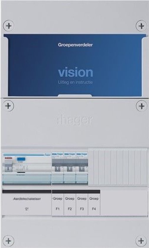 Hager groepenkast 3-fase 3 groepen, 1 Aardlekschakelaar 4-P 220 x 365mm ...