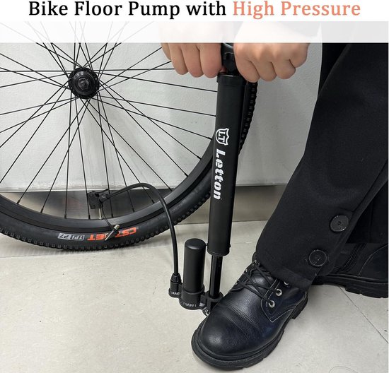 Fietspomp met drukmeter Draagbare voetpomp - hoge druk - 11 bar - 160 psi - Presta en... | bol