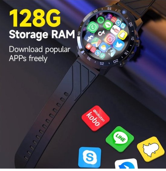 Luxe Smartwatch – 128GB, 4G Netwerk, Groot Scherm, Video-oproepen ...