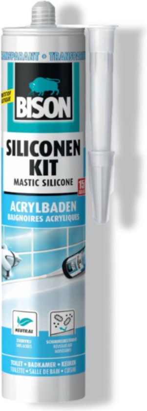 Bison Transparante Siliconenkit - Voor acrylbaden en douchewanden - 300 ...