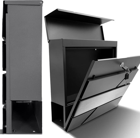 Unit 24- Design Brievenbus mét krantenvak- Antraciet grijs ...