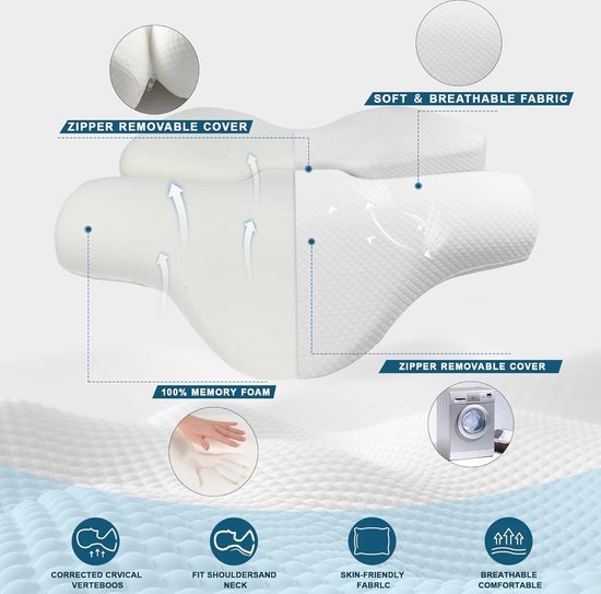 Ergonomisch traagschuim orthopedisch hoofdkussen - nekkussen voor nek en schouder -... | bol