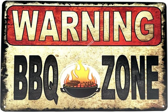 Metalen Wandbord - Warning BBQ zone | bol