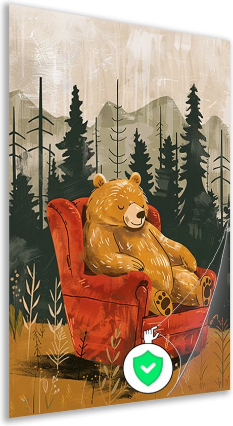 beer in bos poster - Beer muurdecoratie - Poster Dier - Muurdecoratie ...