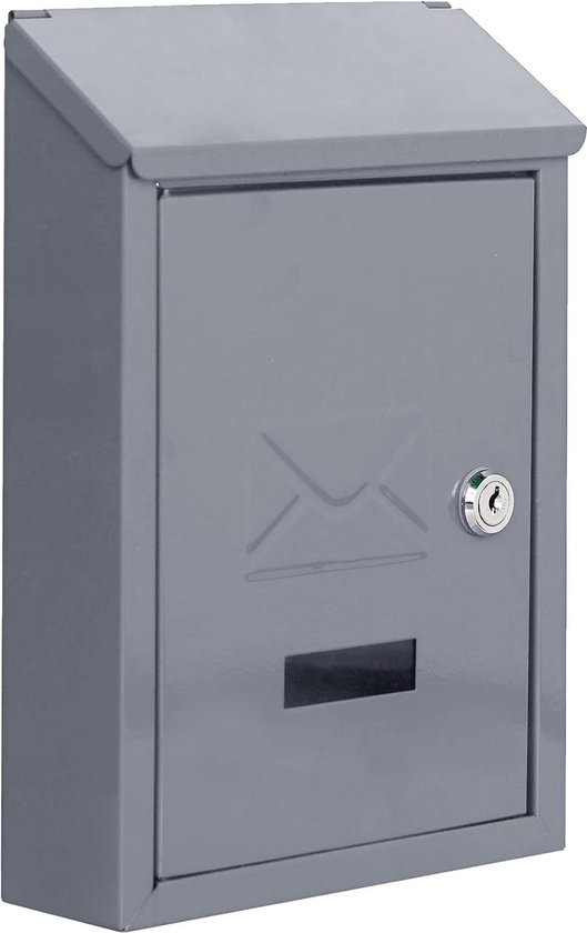 Grey Wall-Mounted Mailbox - Home Security and Weatherproof - Durable ...