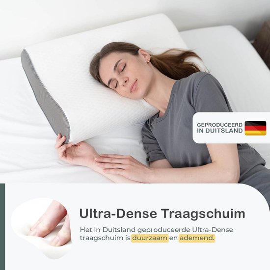 Ergonomisch nekkussen van traagschuim - 40 x 60 cm - zijslaapkussen voor nekpijn en... | bol