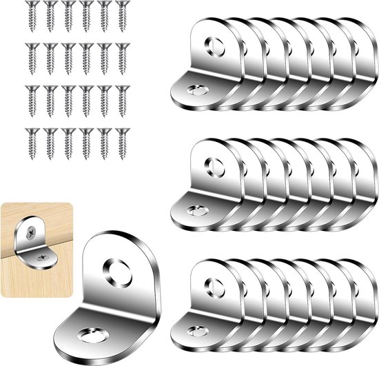 Hoekbeugels 22 stuks - L-beugels voor hout - 44 schroeven - 20 x 20 x ...