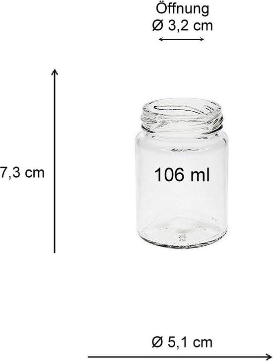 24 x kleine inmaakpot 106 ml met wit deksel - ronde glazen potjes voor ...
