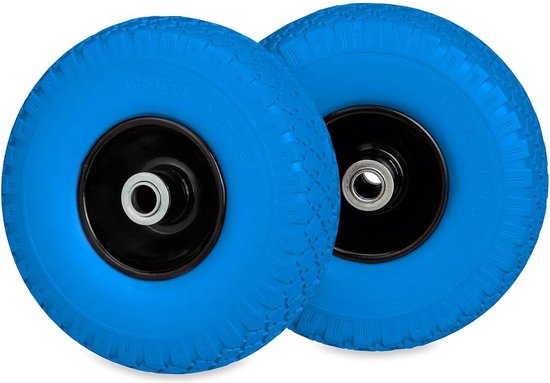 Steekwagenwiel 3.00-4 set van 2 - Massief PU rubber stalen velg - Anti ...