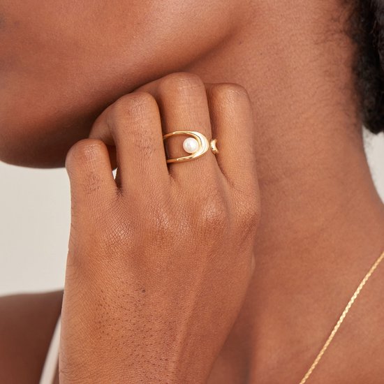Ania Haie AH R043-02G Pearl Power Dames Ring - Sieraad - Zilver - Goudkleurig - 925... | bol