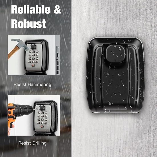 Grote sleutelkluis met cijfercode - waterdichte, roestvrije sleutelbox ...
