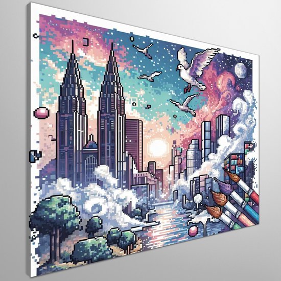 Pixel art aquarel schilderij | Vibrant Watercolor Pixels: A ...