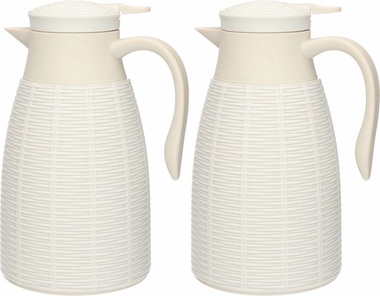 2x Creme rotan thermoskannen/isoleerkannen 1 liter - Keukenbenodigdheden - Warme... | bol