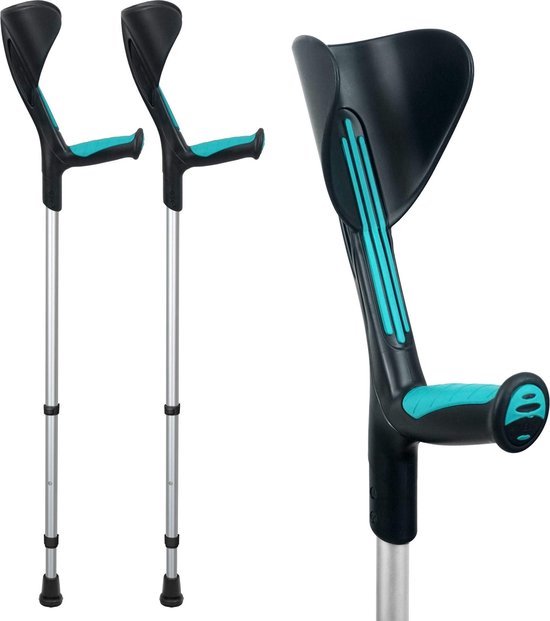 Advance elleboogkrukken met flexibele doppen, turquoise - loopkrukken ...