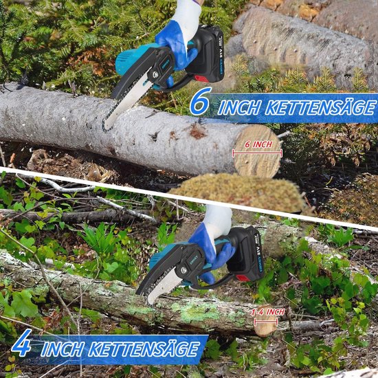 Mini-kettingzaag 2-in-1 met Accu – Draagbare Handzaag voor Tuinieren en ...