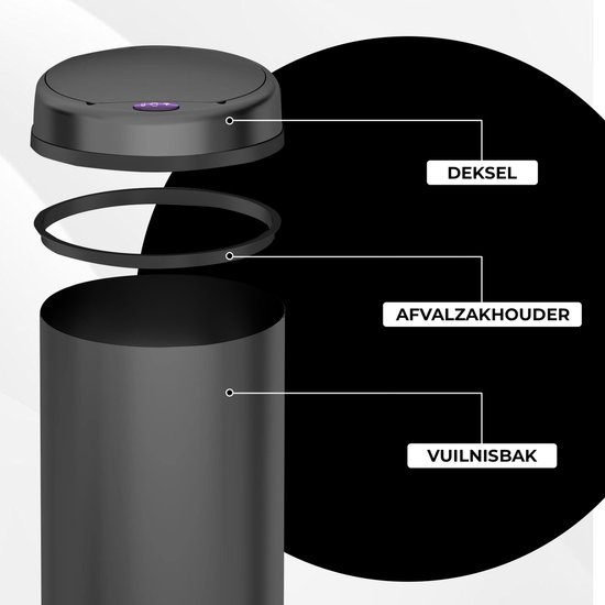 Bayt Prullenbak - Prullenbak 50 Liter - Prullenbak met Sensor ...