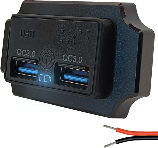 ProRide 12V USB Autolader 2 Poorten Opbouw met Braille en Afdekklepje ...