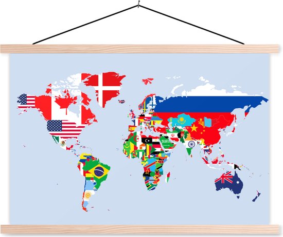 Posterhanger incl. Poster 60x40 cm - Schoolplaat - Wereld - Kaart ...