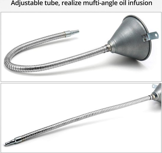 Metalen trechter 140 mm met flexibele slang en filter voor olie, water ...
