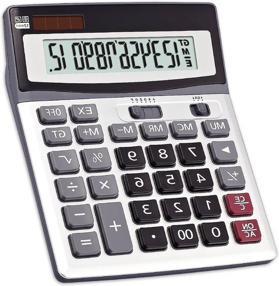 Desktop Calculator zonne-energie - Grote sleutel rekenmachine met 12 cijfers - Office... | bol