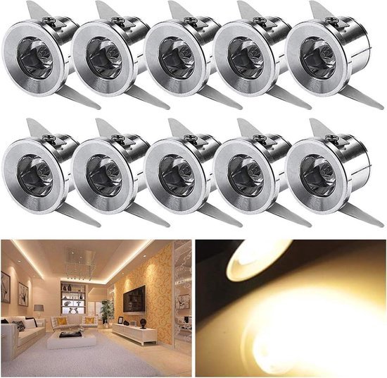 Inbouwspots - 10 Mini-led-inbouwspots 1 W met transformator voor ...