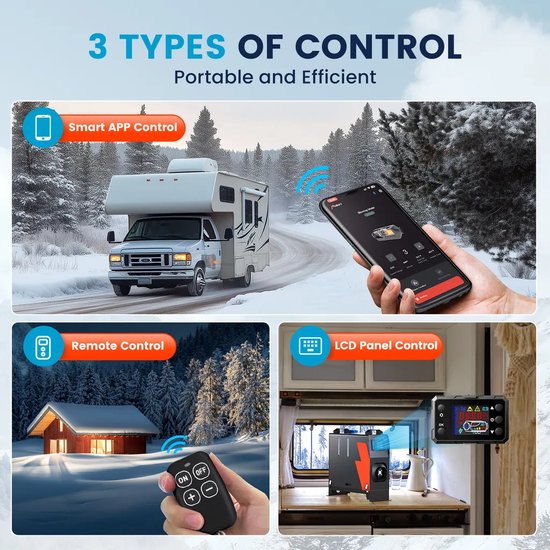 KROAK - Standkachel Dieselverwarming - 12/24V 5KW Luchtverwarmer - met LCD Display &... | bol