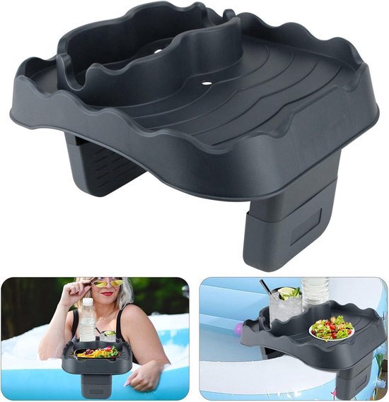 Anti-Slip Hot Tub Table Side Tray with Cup Holders - Gray jacuzzi ...