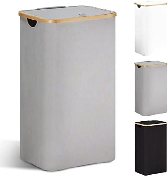 Wasmand met deksel, 85 liter, wasverzamelaar, smal, met waszak, opvouwbare wasmand,... | bol