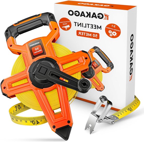 50m rolbandmaat met vouwhendel - ergonomisch antislip handvat ...