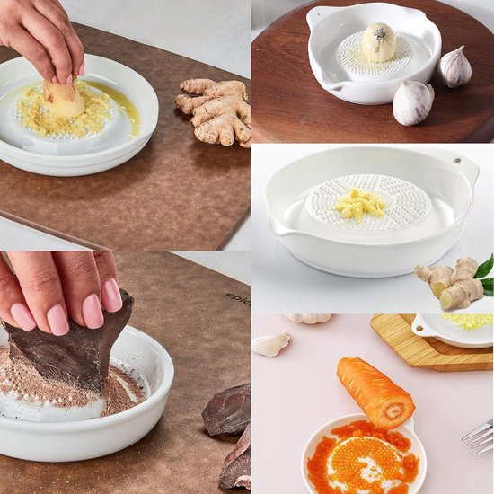 Keramische ronde porseleinen raspplaat met borstel - groente rasp fruit ...