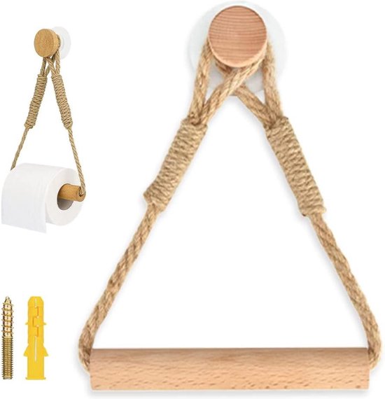 Toiletpapierhouder zonder boren - Vintage wc-rolhouder - Handdoekhouder ...