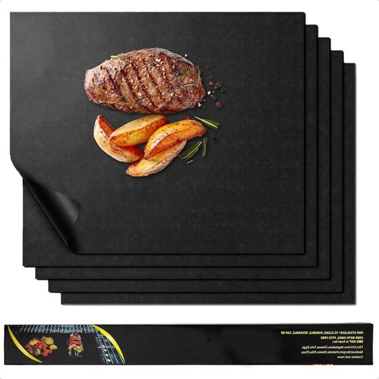Anti-aanbakmat voor BBQ grill - Hittebestendig, herbruikbaar - 40 x 60 ...