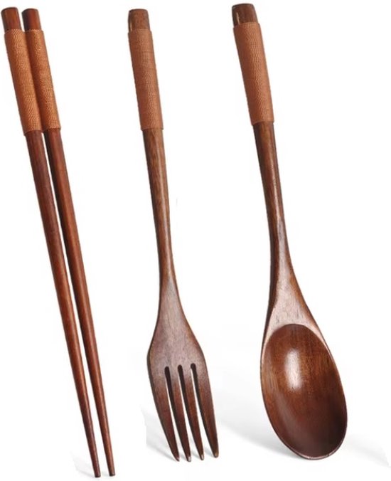 Tripleton 3-delige Houten Keukenbestek - Tafelgerei - Natuurlijk Houten ...