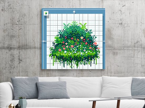 Pixel art mos schilderij | Pixelated sprankelingen: Een mozaïek van natuurlijke pracht... | bol