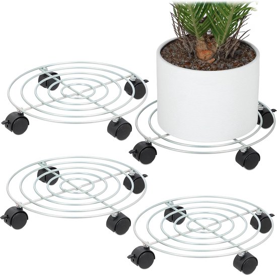 Plantentrolley set van 4 - Ø 32 cm - Bloempot onderzetter met wieltjes ...