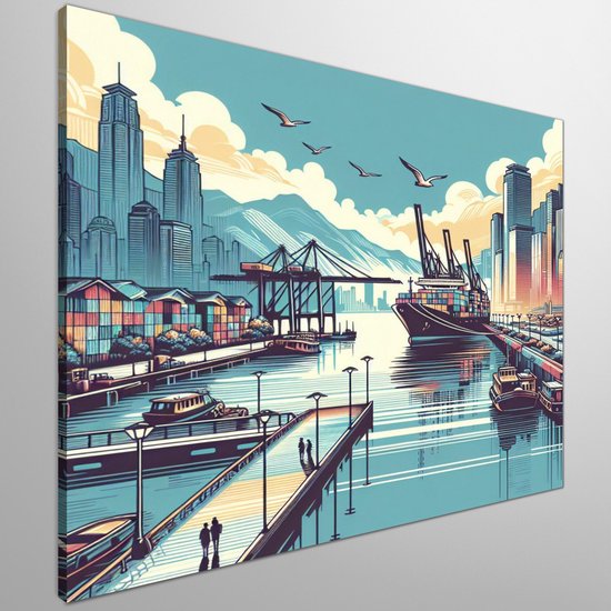 Modern haven schilderij | Haven Memory: a Contemporary Fusion of Art ...